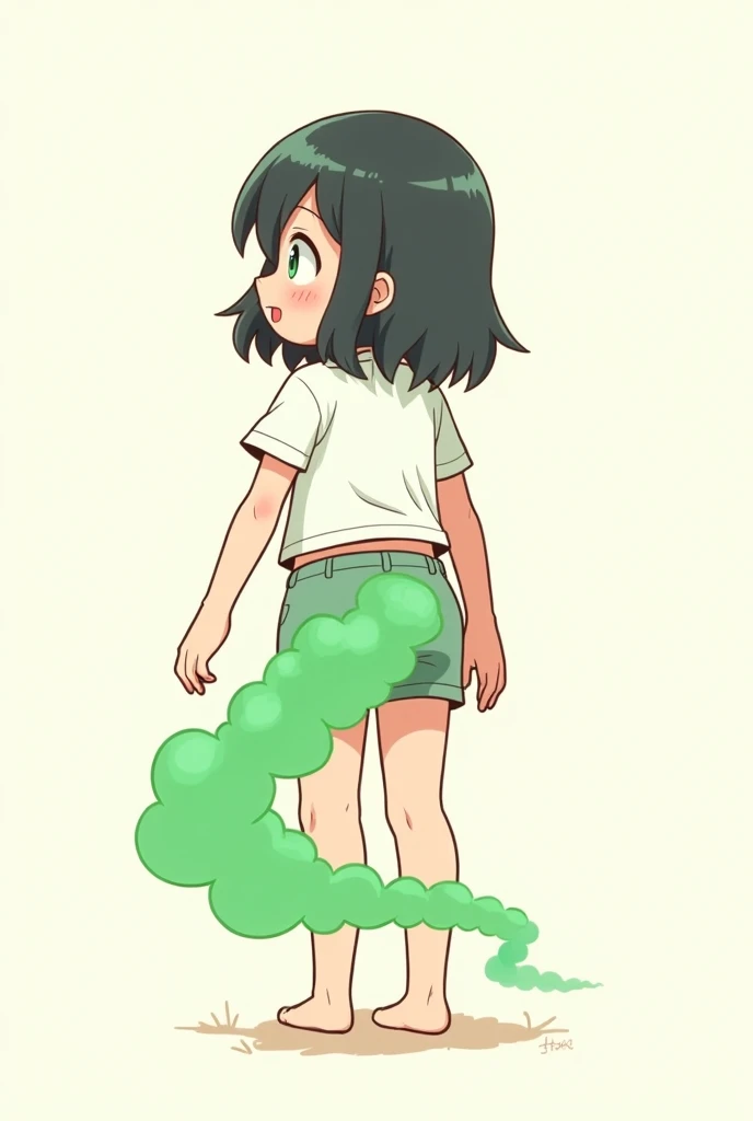 Anime, Girl farts, Girl farts, farting, back view, focus from the hip ...