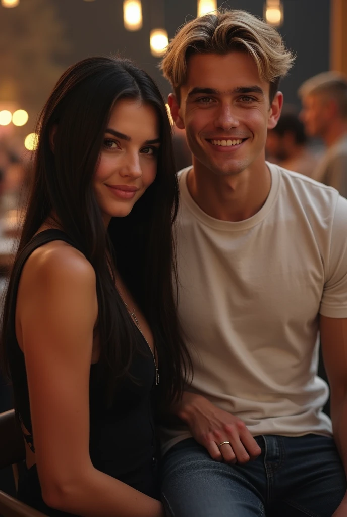 Imagine Kendall Jenner, a tall, slender woman, with long straight hair ...