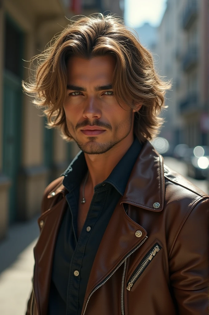 I want to create a boy character , high 1.95 , hair between dark blonde ...