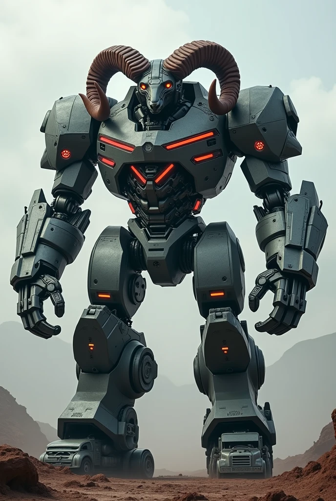 Merge a Ram with a Han pickup truck, becoming a big robot with super ...