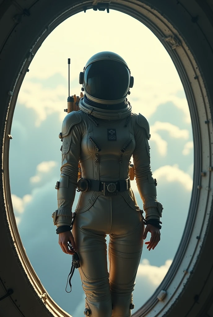This image shows a female Korean pilot or astronaut standing in what ...