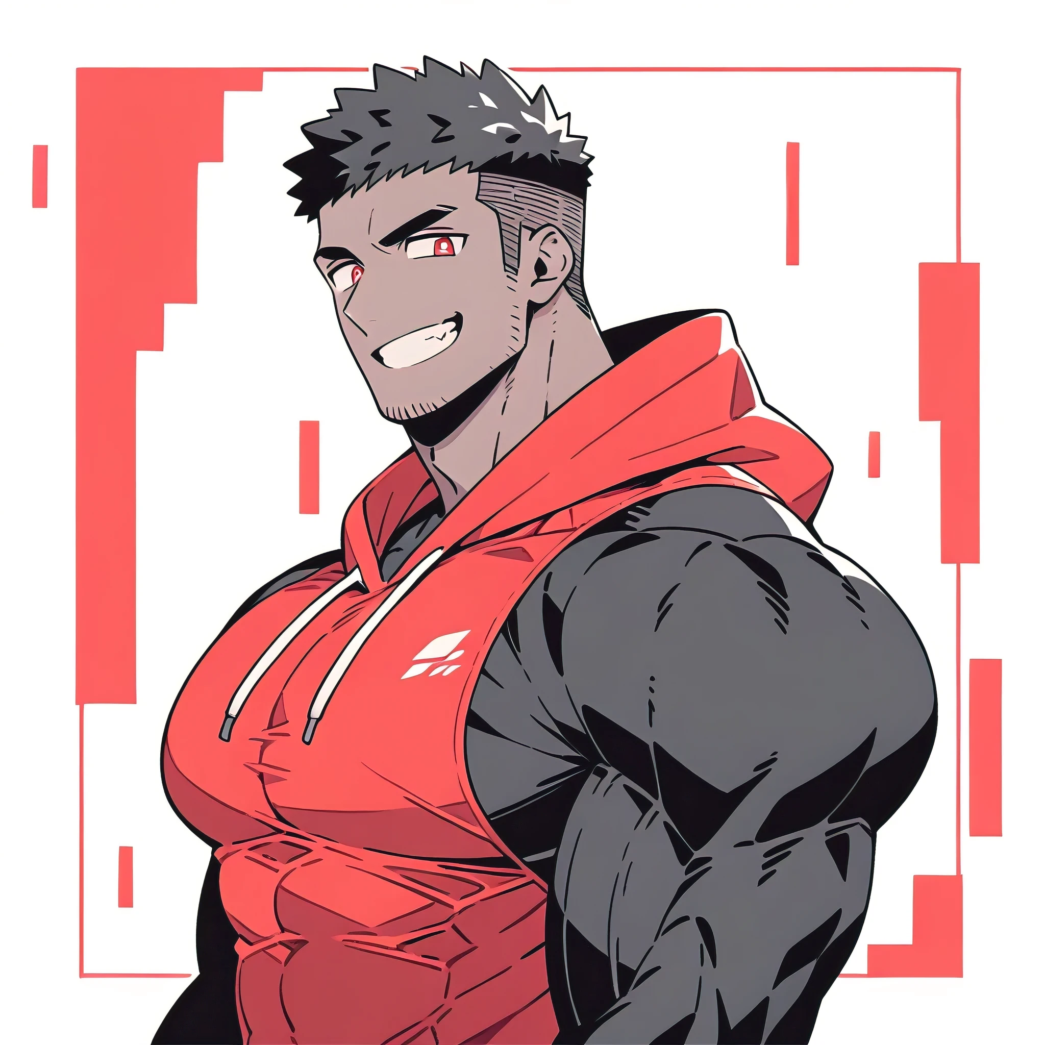 A cartoon of a man in a red hoodie and black pants - SeaArt AI