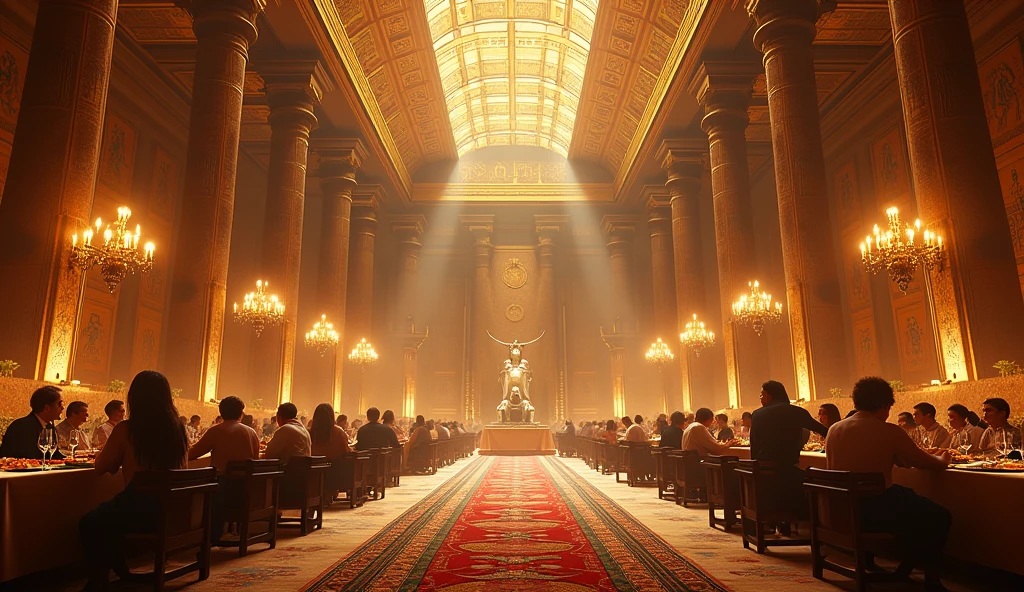 Beautiful Pharaoh's banquet hall in Ancient Egypt. Covered ceiling ...