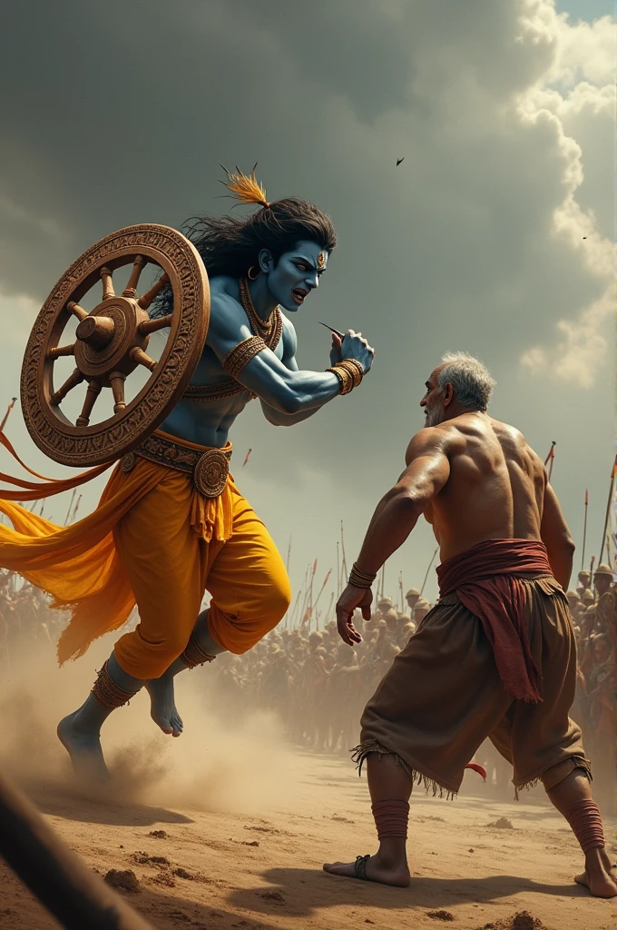 Krishna angry and through the wooden wheel to a old strong man in ...