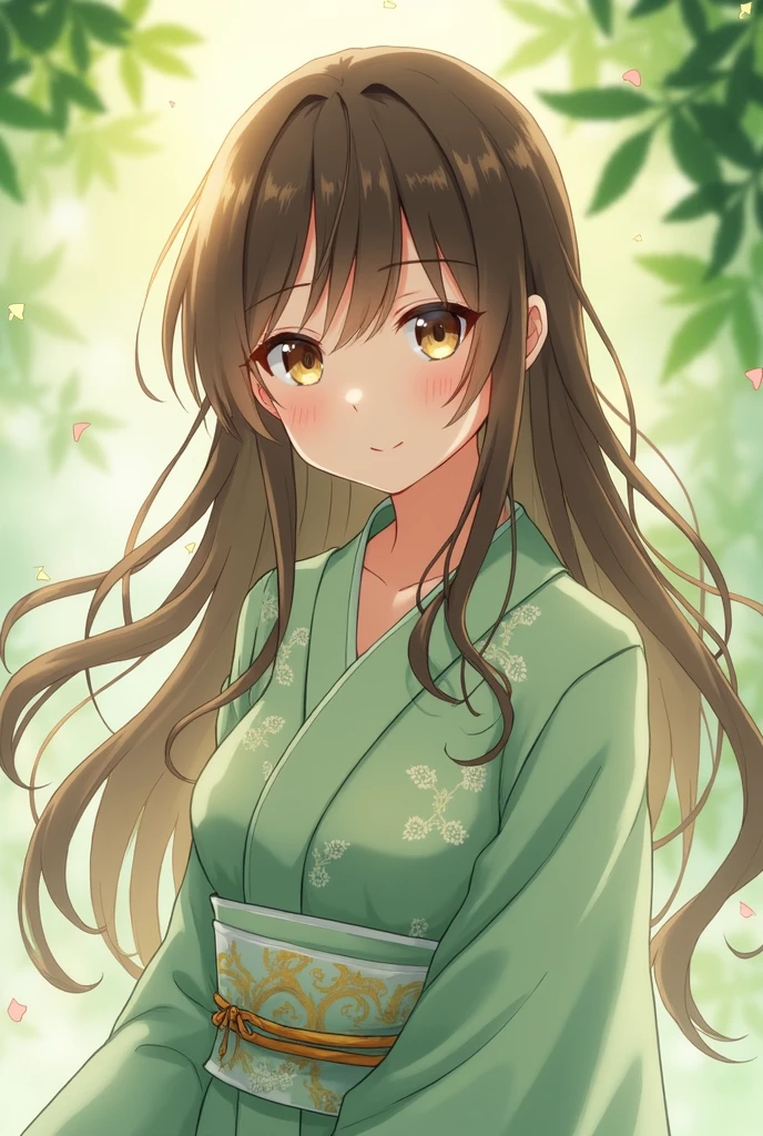 Japanese anime girl with long brown hair with beautiful brown eyes ...