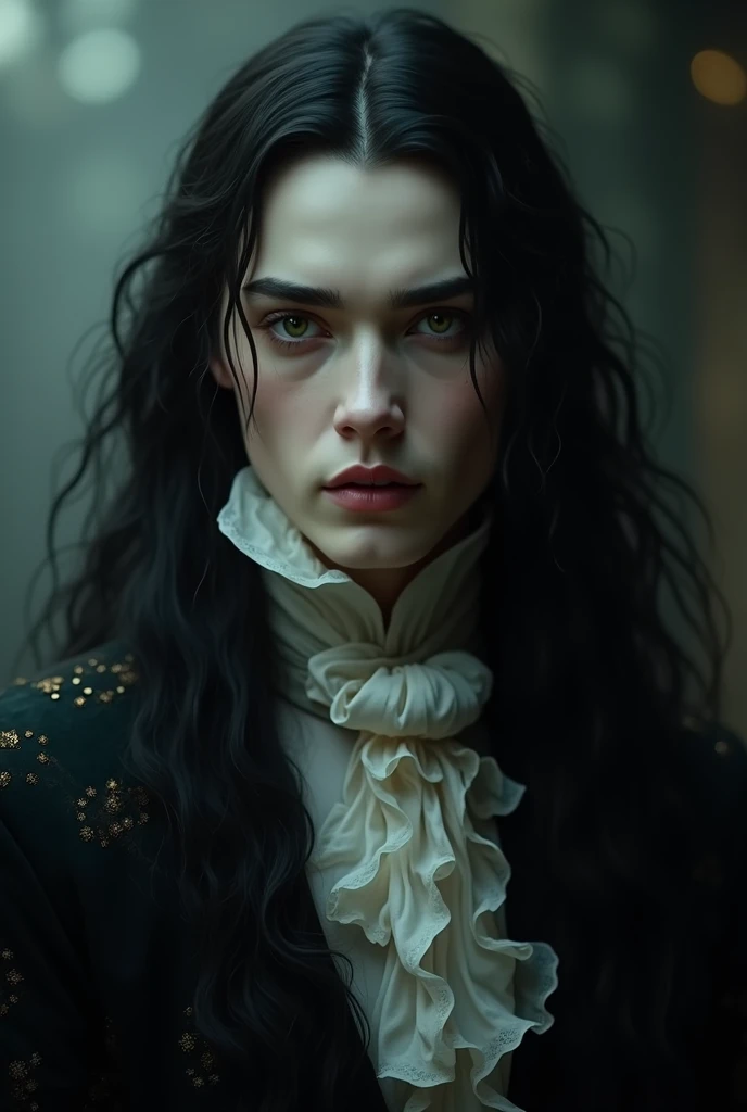 The character is a serene-looking gothic vampire, almost human - SeaArt AI