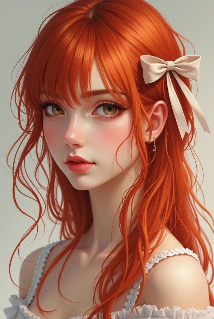 Red Hair ribbon Half Up Hair - SeaArt AI