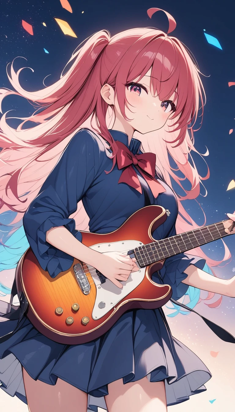 Goto alone、Bocchi-chan、Bocchi Za Rock、One girl、Playing guitar - SeaArt AI