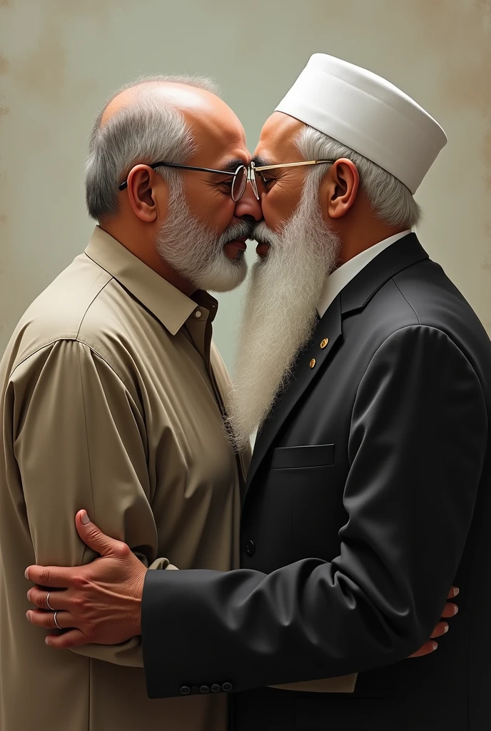 Engineer muhammad ali mirza Jhelum Kissing mirza masroor ahmad - SeaArt AI