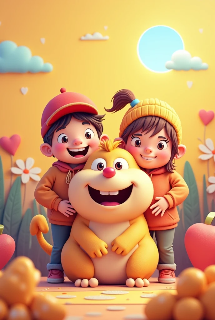 A cartoon photo with smiling characters for Facebook profile - SeaArt AI