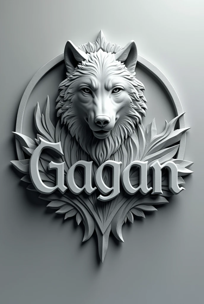 Create a name plate of gagan with wolf in 3d - SeaArt AI