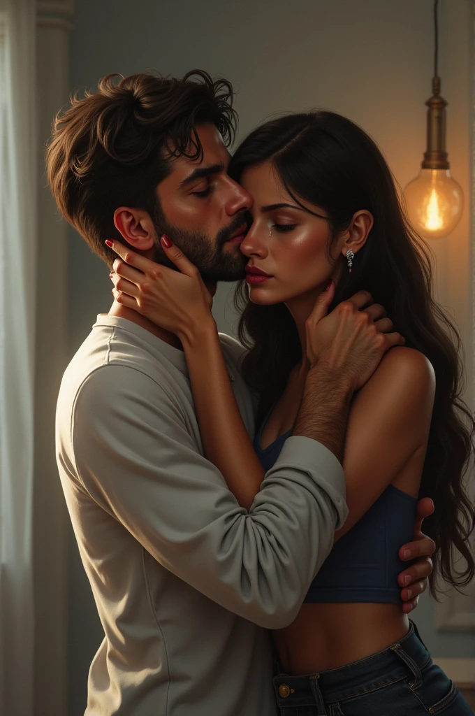 Man cries, woman hugs and comforts - SeaArt AI