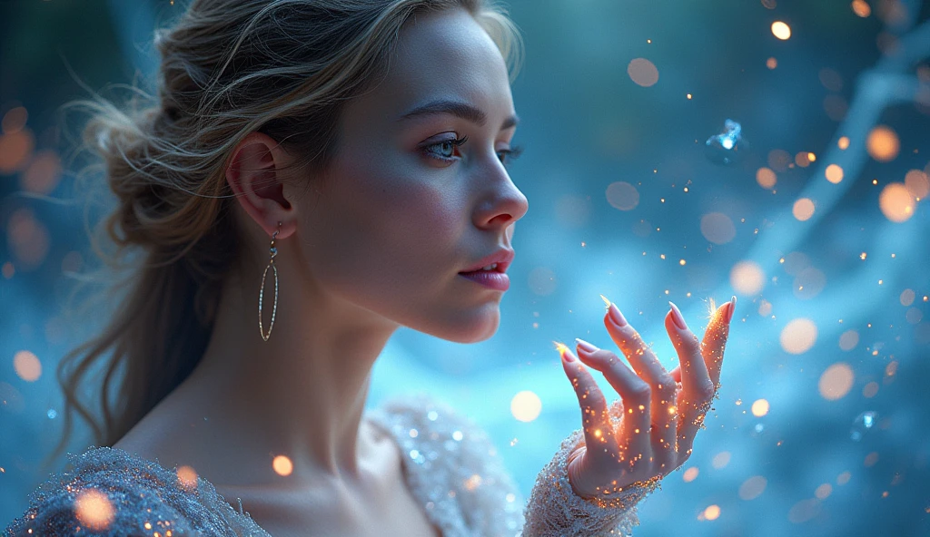 Countless glowing energy particles dance through the air, filling the ...