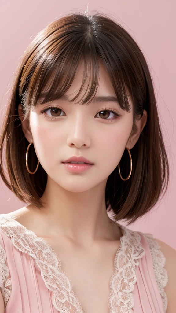 High image quality、Idol、1、Expressionless、stare、Medium Bob、Brown Hair ...