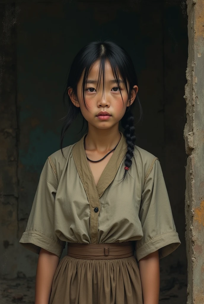 poor girl in 1945, she not child, not that cloths, she is asia - SeaArt AI