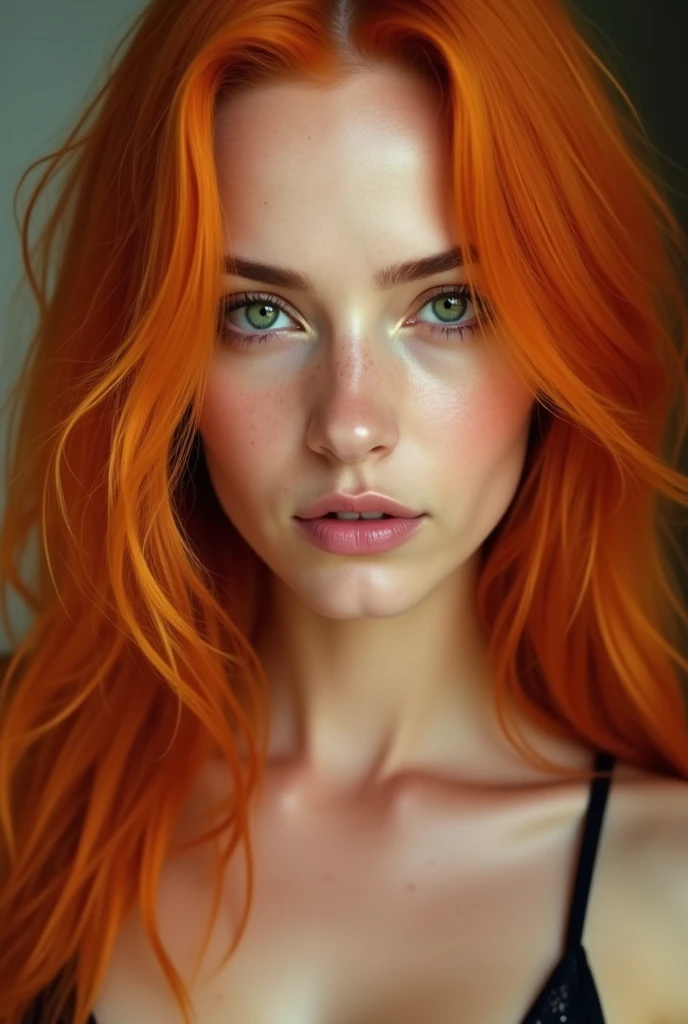 A close up of a woman avec les cheveux roux et les yeux verts - SeaArt AI