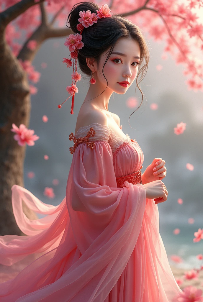 Chinese woman in traditional Chinese costume, Barefoot and sexy with ...