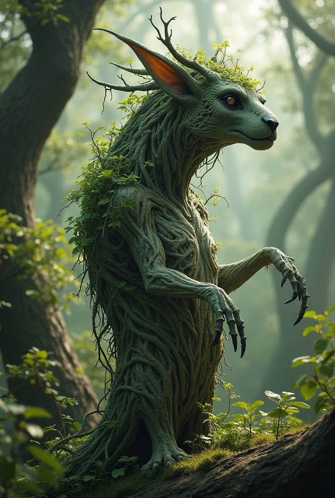 Mythical creature with tree - SeaArt AI