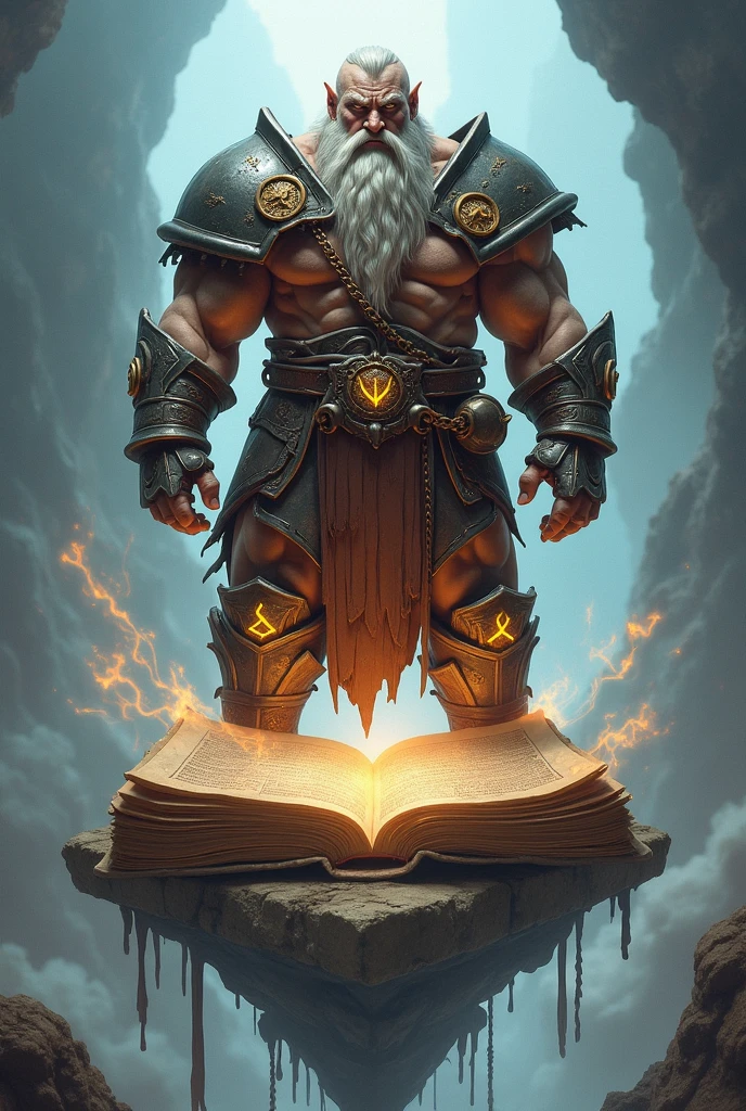 A fierce fantasy dwarf, clad in a full suit of intricately detailed ...