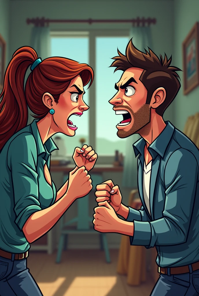 You can make the same cartoons but the man yelling at the woman - SeaArt AI