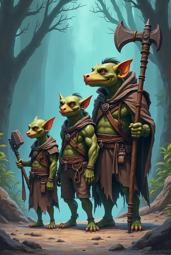 Create 3 goblins with different power levels, weak, normal & strong ...