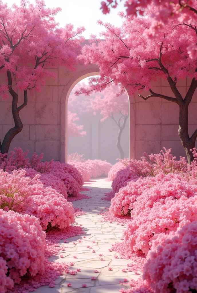 Generate me a beautiful pink garden without green - SeaArt AI
