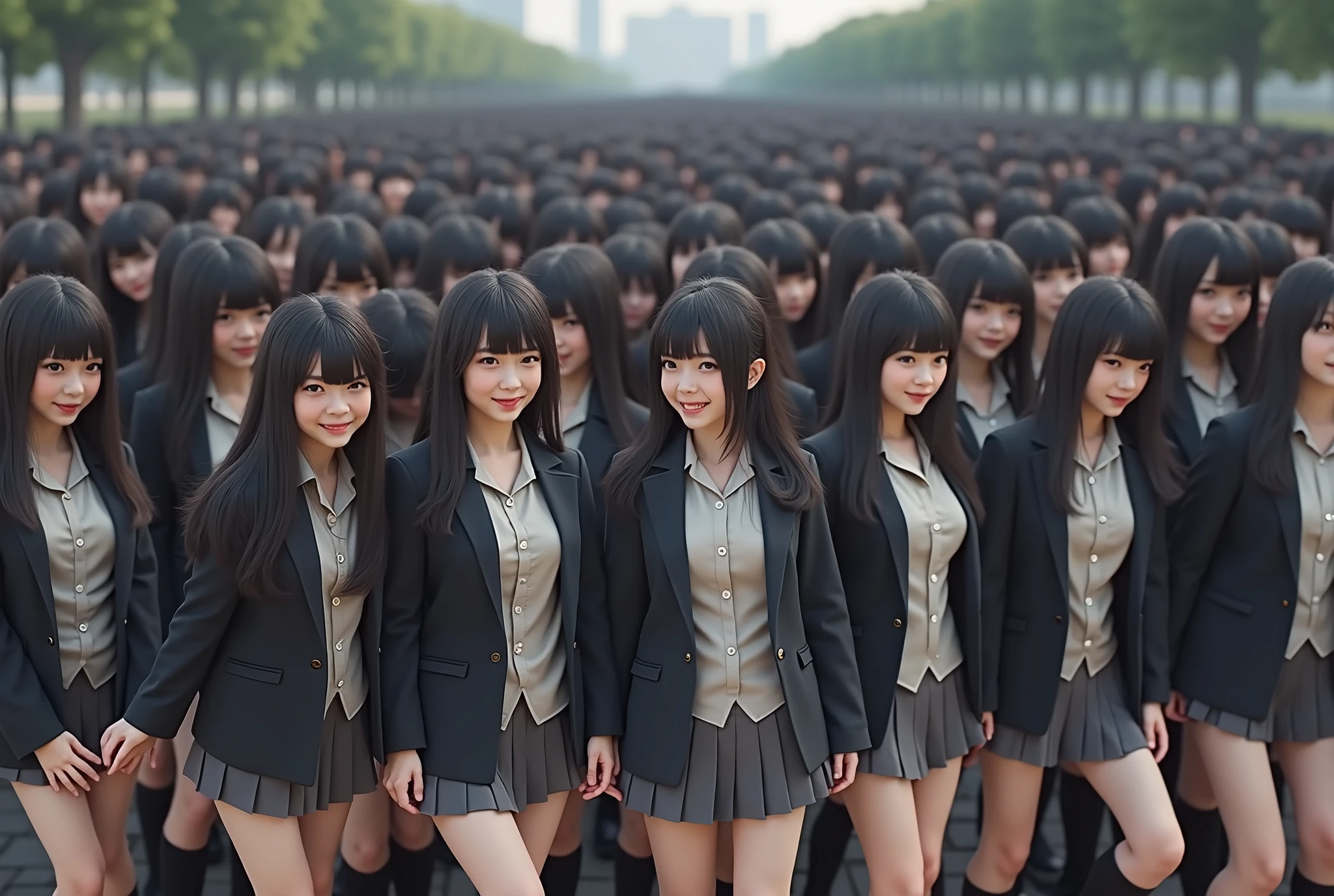 Arafed image of a group of young women in school uniforms - SeaArt AI