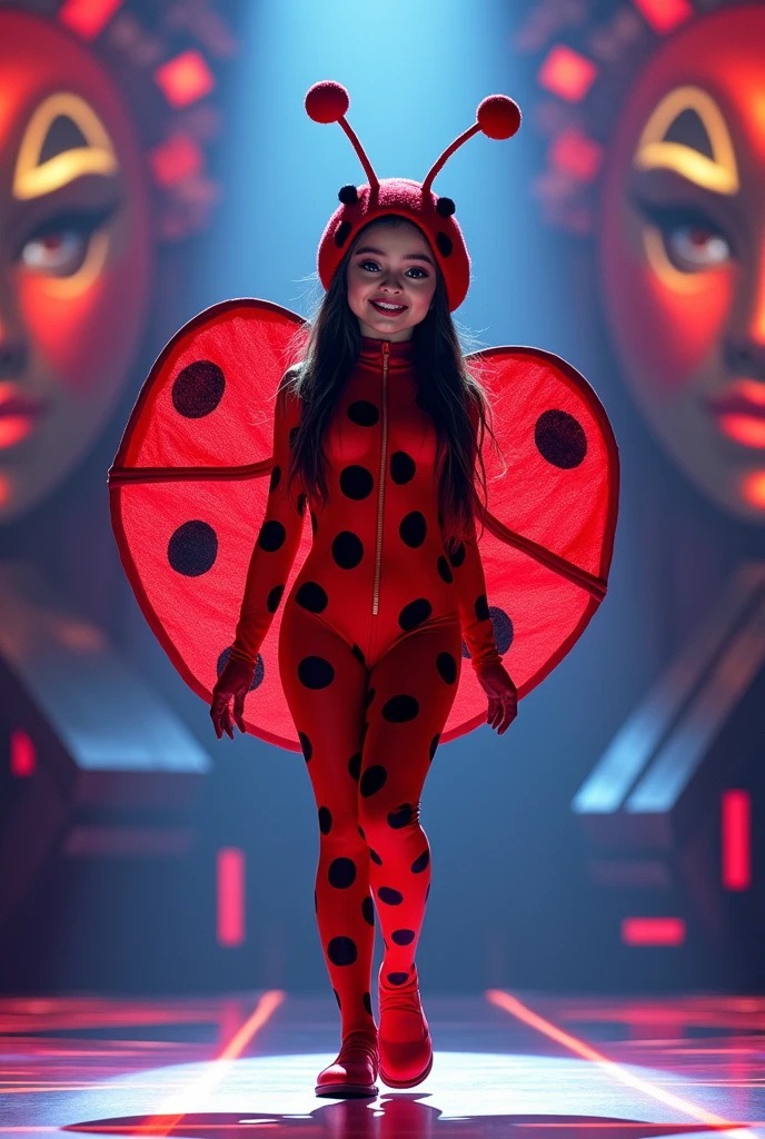 Creating an image of a female singer wearing a "Ladybug" mascot ...