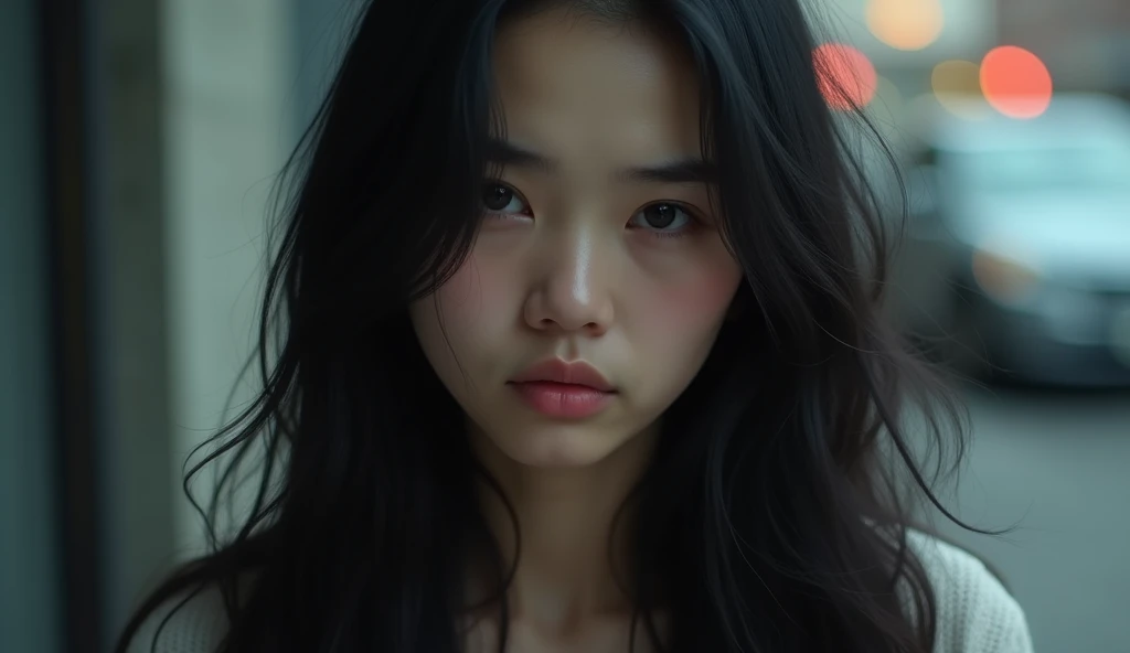 Exhausted beautiful woman 23 years with long black hairs after a long ...