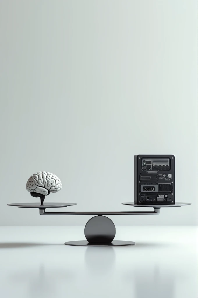 A balanced scale with brain and computer either aside - SeaArt AI