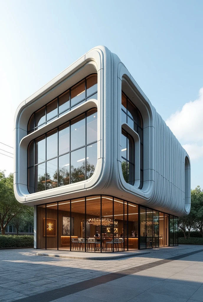 Create a modern, futuristic fast food restaurant with Aceh architecture ...