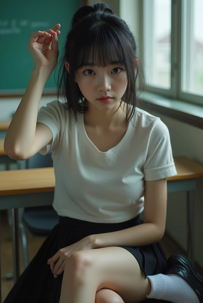 Realistic glowing skin, (Sweat:1.8),sitting backwards,Look back at your face - SeaArt AI