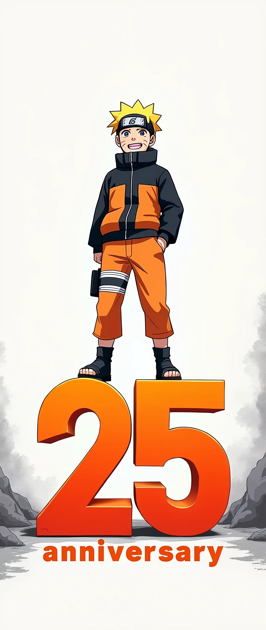 Arafed image of a man standing on the number twenty with a naruto on it ...