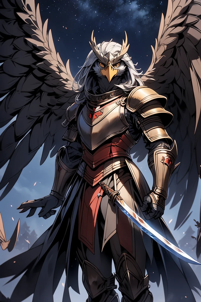 Eagle monster spinning and flying. It is wearing European-style armor ...