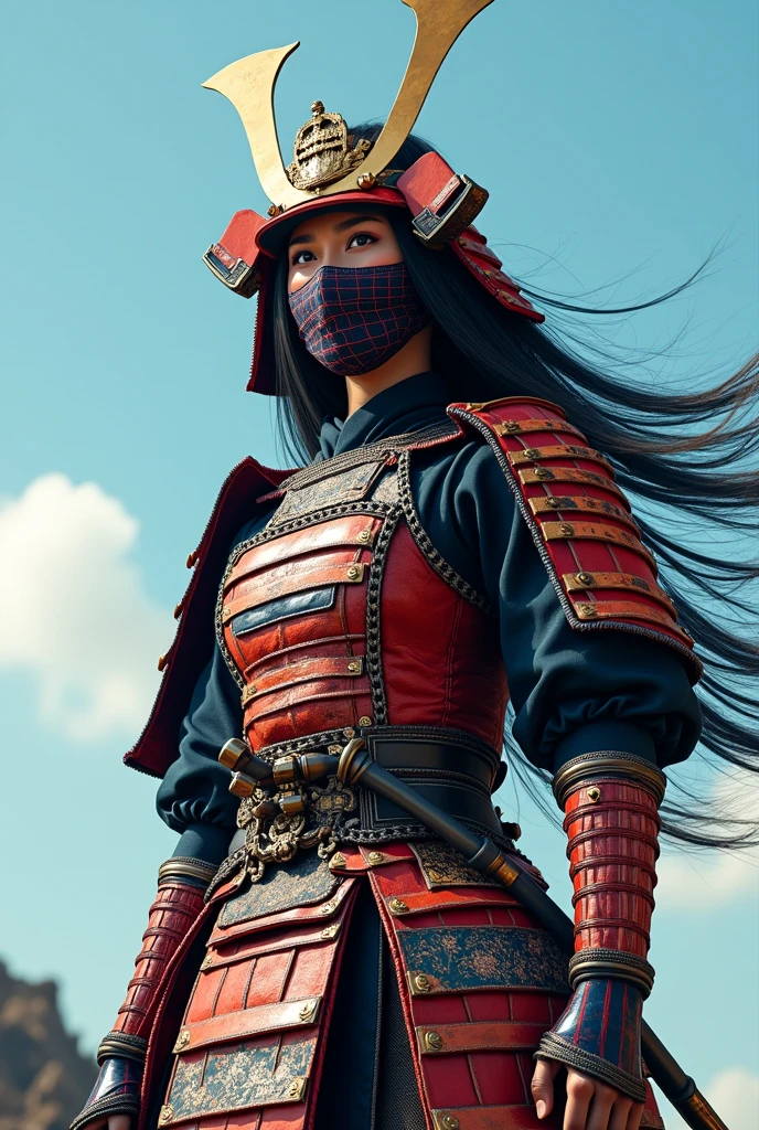 Japanese samurai women,cool amazing armour,highly colour design - SeaArt AI