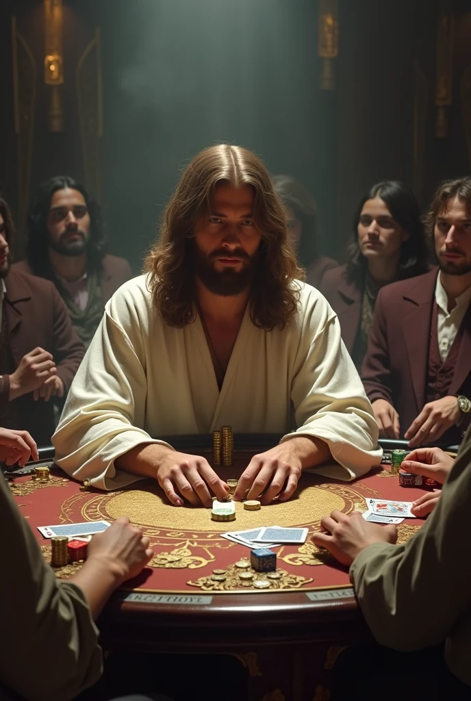 Jesus at a gambling table - SeaArt AI