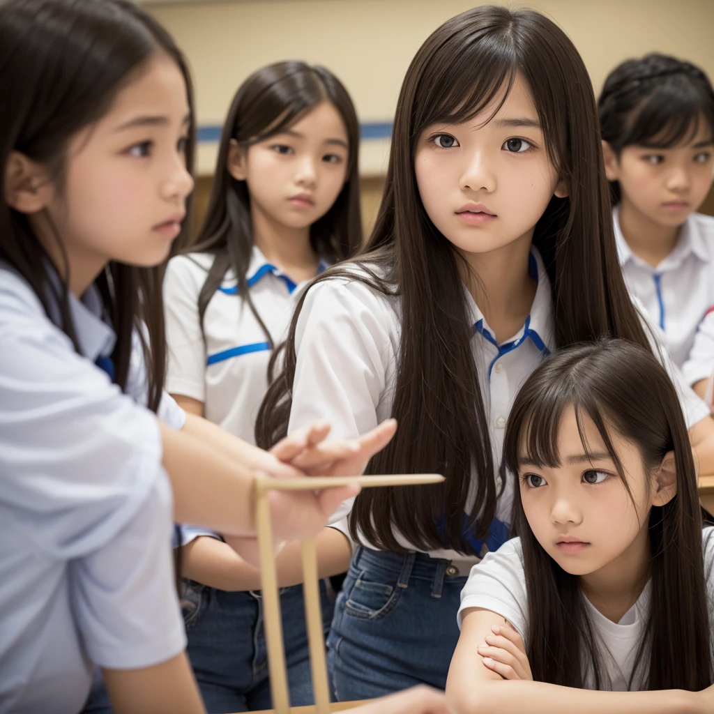 A Super beautiful girl, junior high school student, face closeup ...