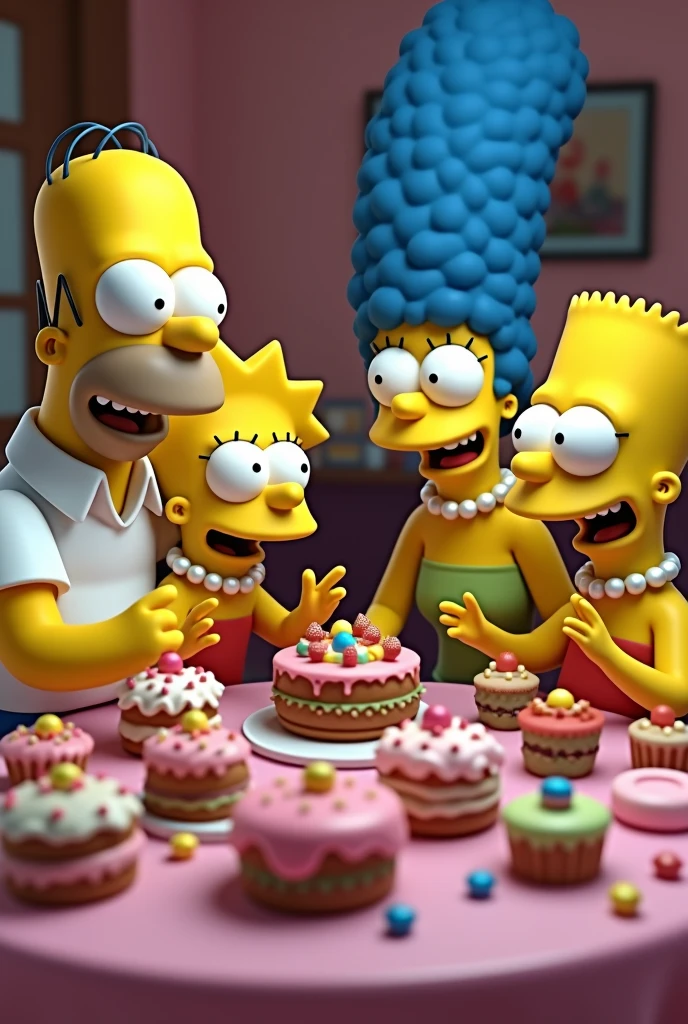 I want the image of The Simpson family eating sweets 3D 4K high image ...
