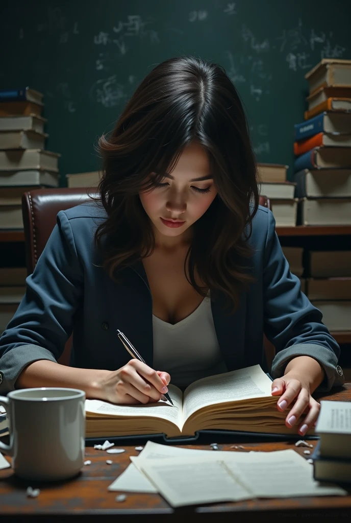 A girl trying to study law, but working too hard - SeaArt AI