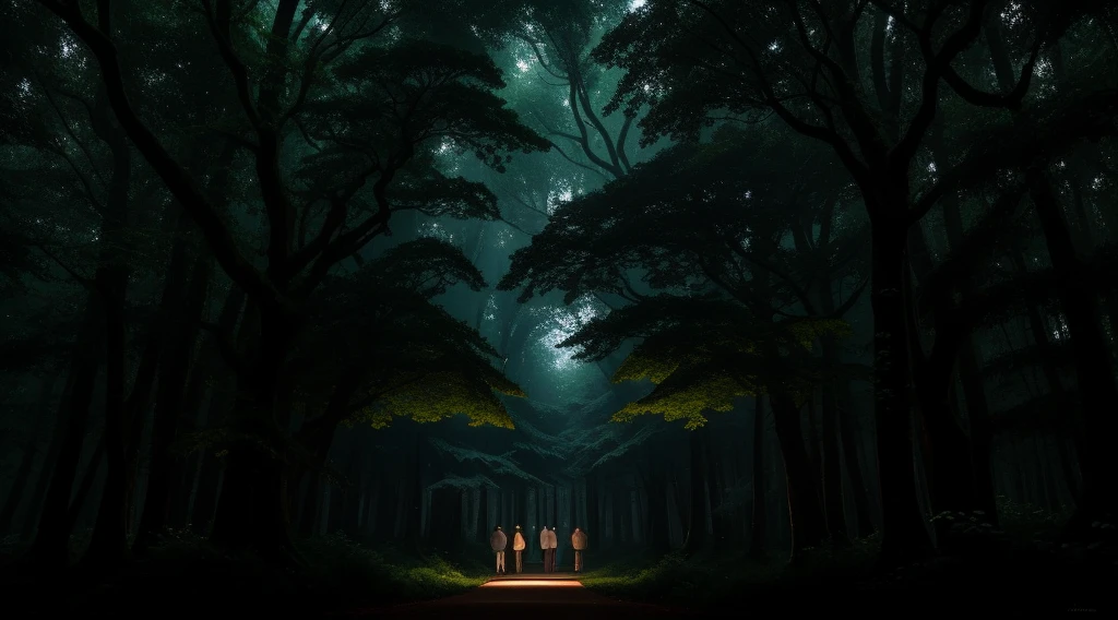 You are about to create a breathtaking image of a forest at night ...