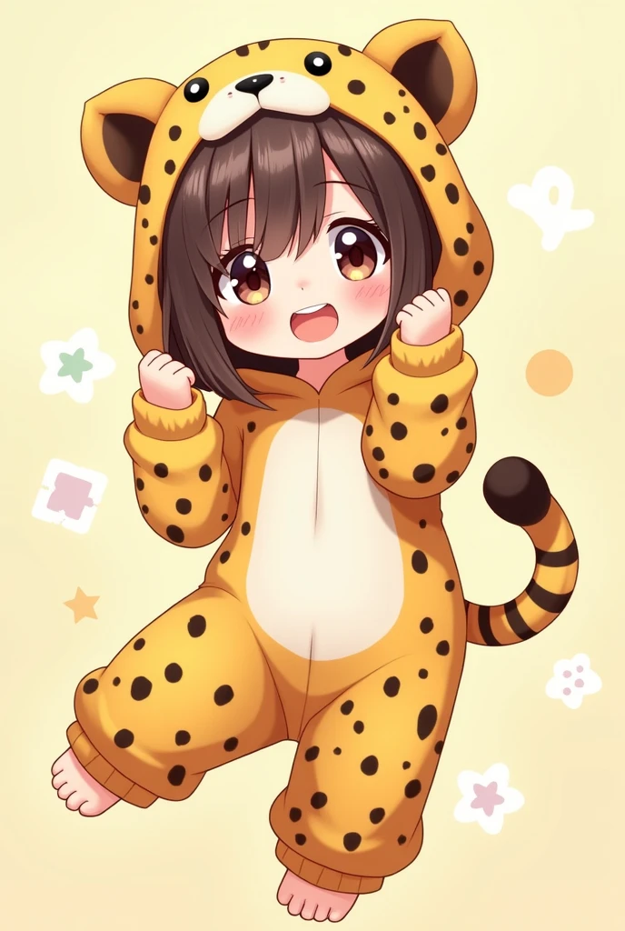 Cute anime cheetah suit girl - SeaArt AI