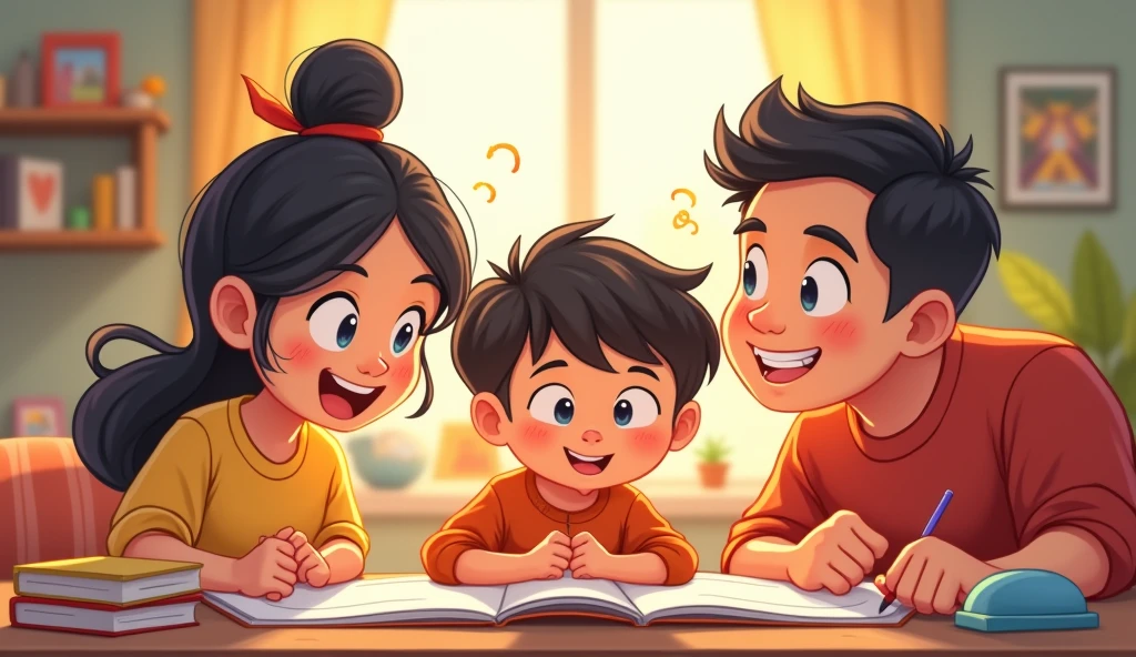 In 3rd cartoon animation style "Parents’ Pride Parents looking proudly ...