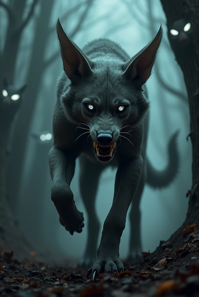 "Create a hyper-realistic image of a terrifying hybrid creature that ...