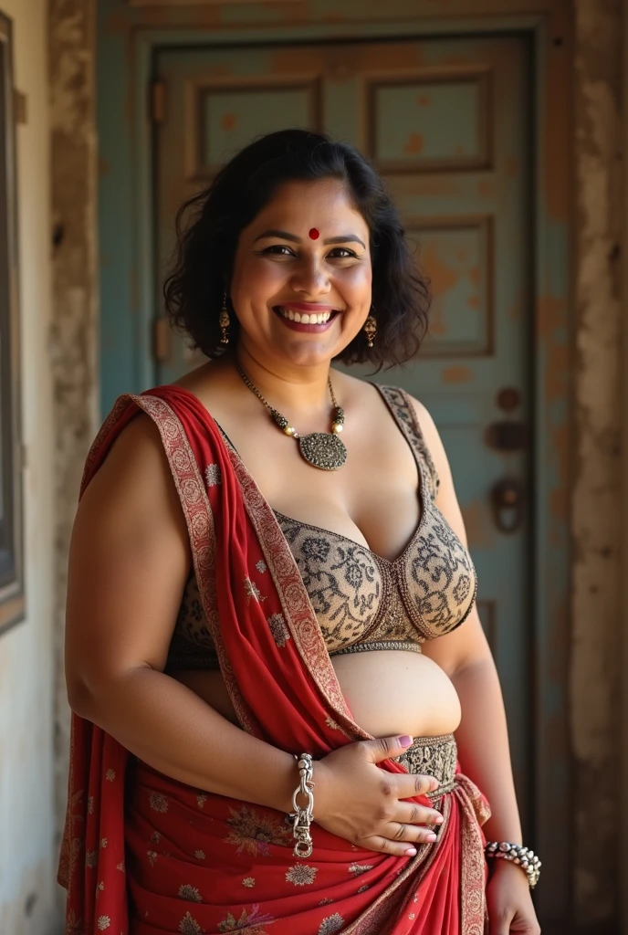 A 40 year old chubby Indian milf aunty showing her big boobs Short Hair - SeaArt AI
