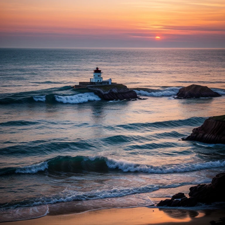 dramatic coastal scene at sunset