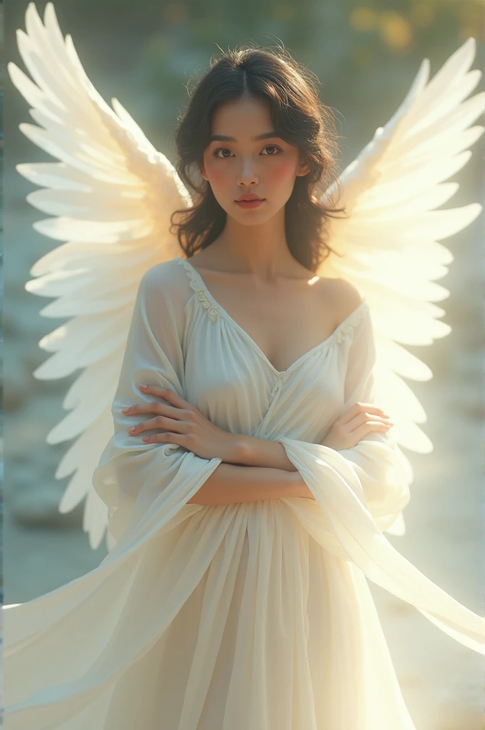 Mrinal Thakur as an angel in white satin dress with light makeup with ...