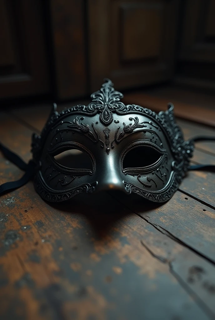 Black mask lying on the floor,It's an 18th century ball mask - SeaArt AI