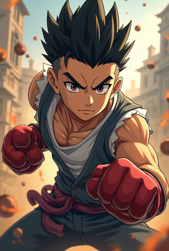 No estilo of anime jujutsu kaisen, make a strong young wizard with a ...