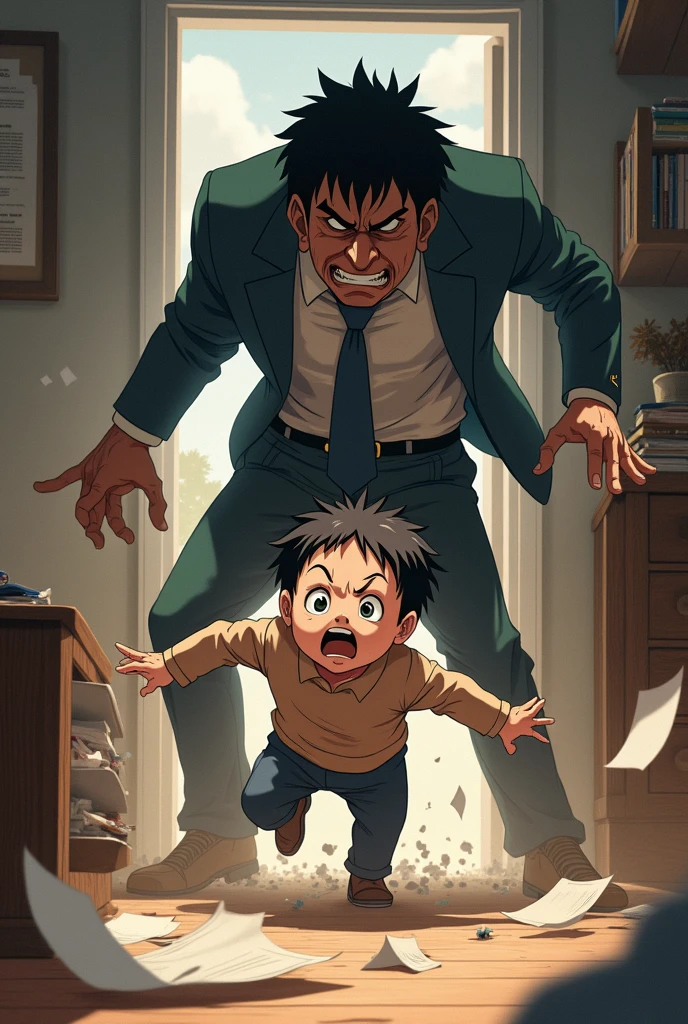 A DAD beating his son with BELT BELT and son running outside his study ...