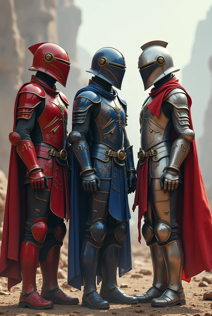 3 young soldiers wearing battle armor, standing next to each other ...